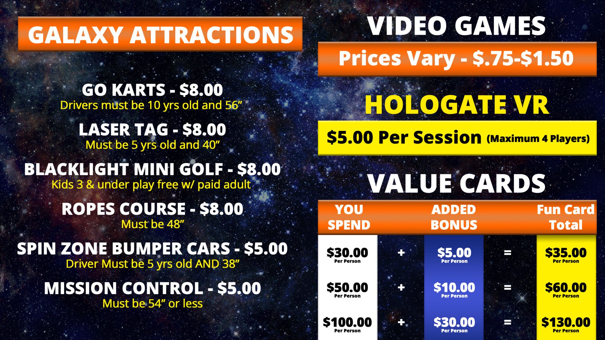 Galaxy Fun Park - Indoor Trampoline Park - Pricing & Restrictions